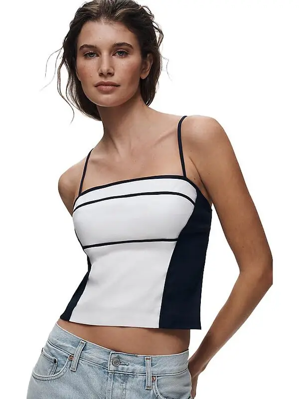 Maeve Bare Sporty Camisole Top - White / Navy