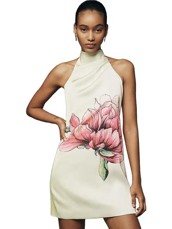 ELLIATT Elisa Plus Halter Mini Dress - Green Floral