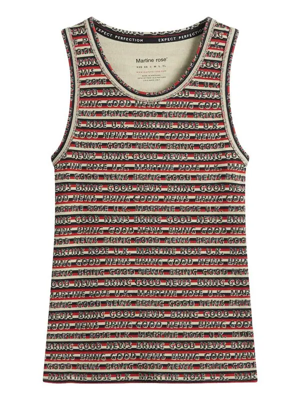 Martine Rose Jacquard Branding Vest - Red/grey Stripe