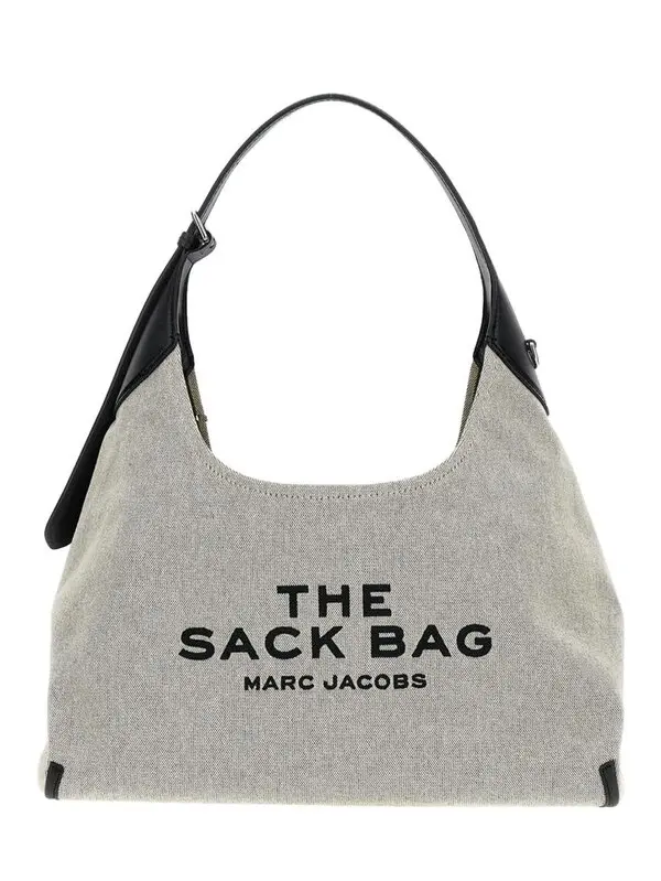 Marc Jacobs Leather-trimmed Canvas Belted Sack Bag - White