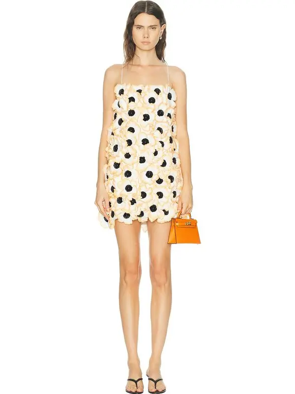Marina Moscone Mini Dress - Anemone Flower Appliqu?