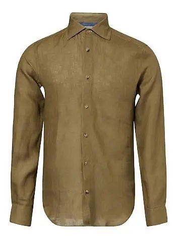 Paul Smith Collared Long-sleeve Linen Shirt - Green