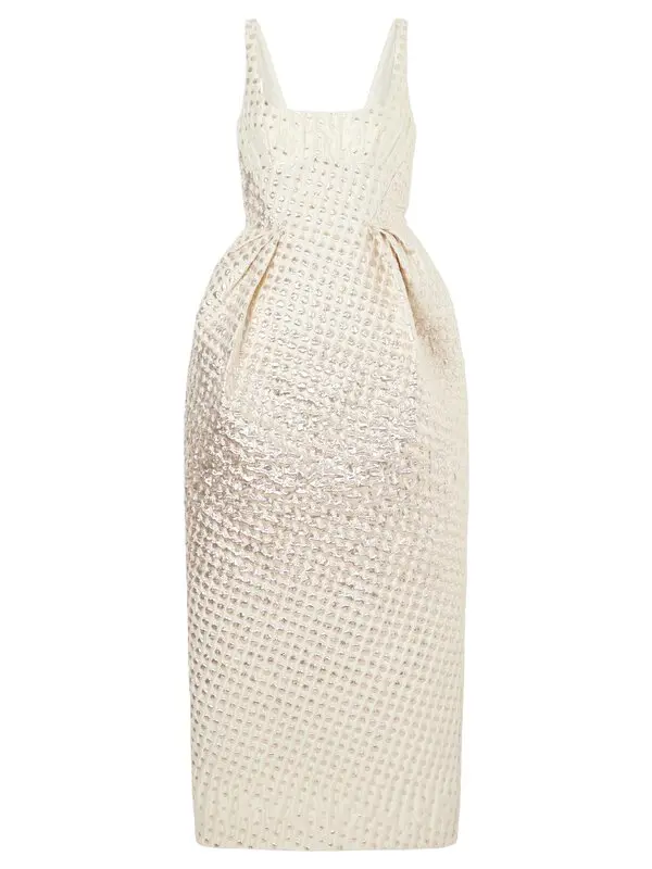 Christopher John Rogers Embellished Metallic Woven Gown - Neutrals