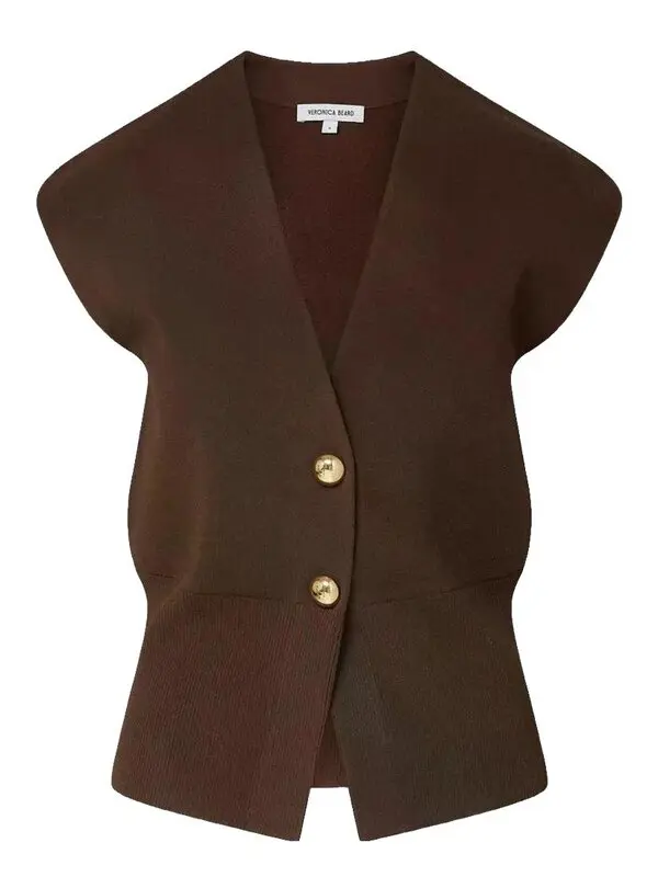 Veronica Beard Isador Button-up Vest - Brown