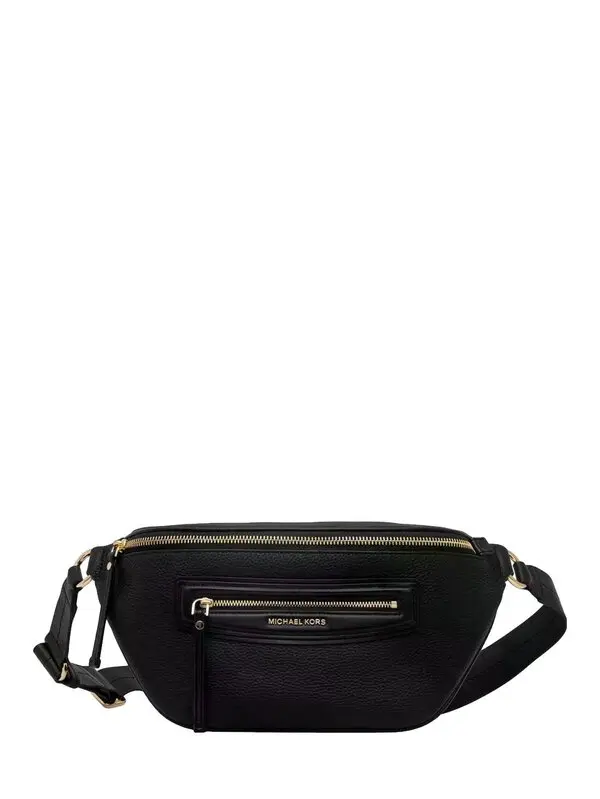 Michael Kors Logo-plaque Pebbled-leather Belt Bag - Black
