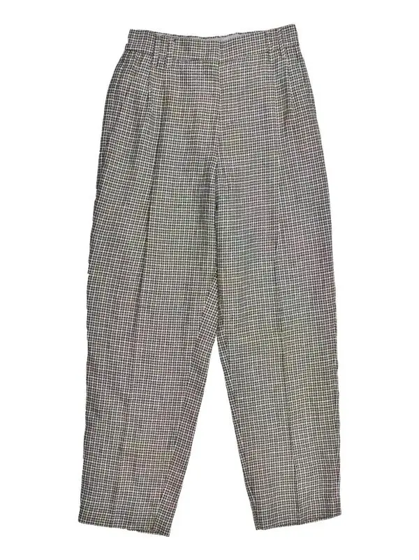 Brunello Cucinelli Houndstooth Pleated Linen Trousers - Neutrals