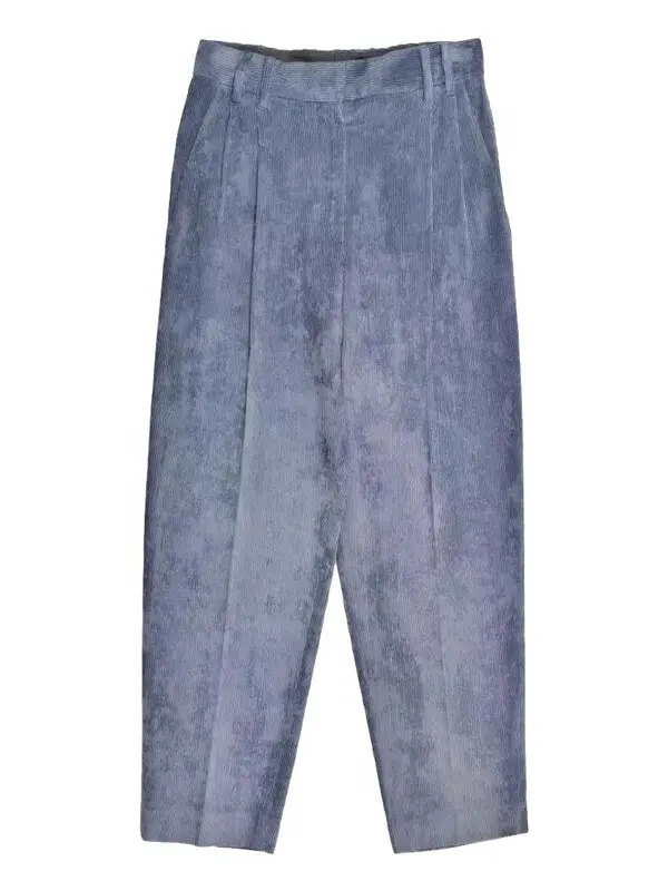 Brunello Cucinelli Pleated Corduroy Trousers - Blue