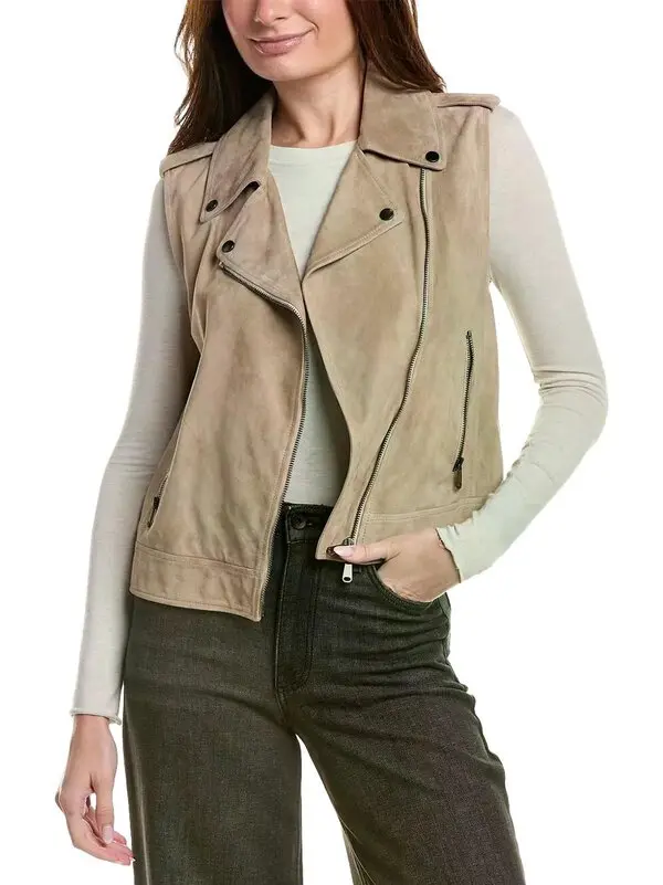 Brunello Cucinelli Suede Biker Vest - Neutrals