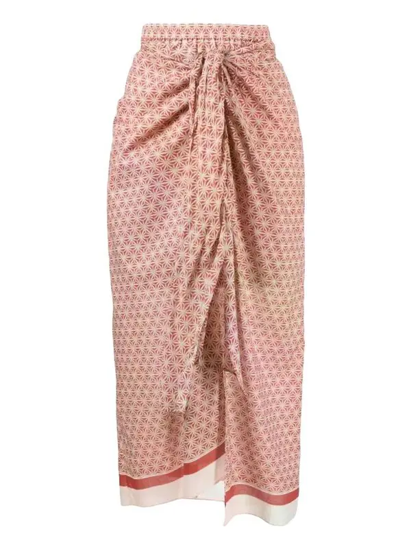 Brunello Cucinelli Geometric-print Wrap Midi Skirt - Red