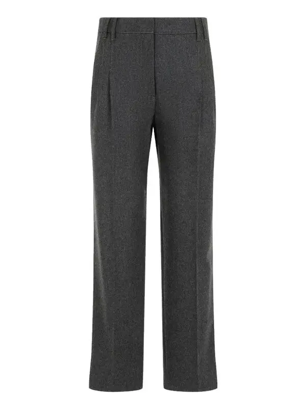 Brunello Cucinelli Pleated Pressed-crease Trousers - Grey