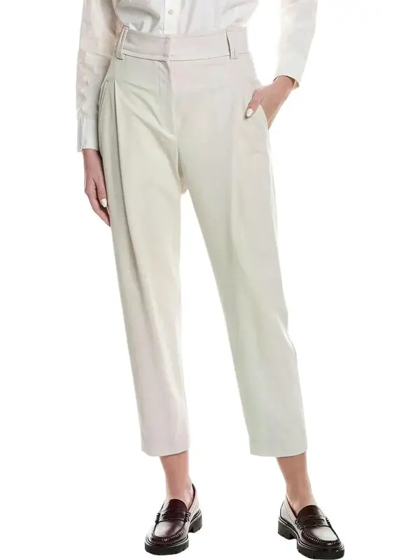 Brunello Cucinelli Pleated Cropped Trousers - Neutrals