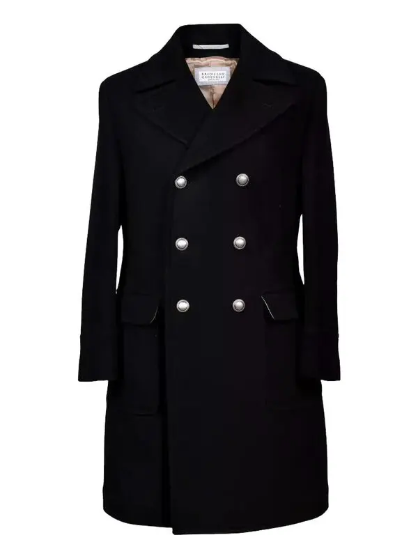 Brunello Cucinelli Peak-lapels Double-breasted Overcoat - Black