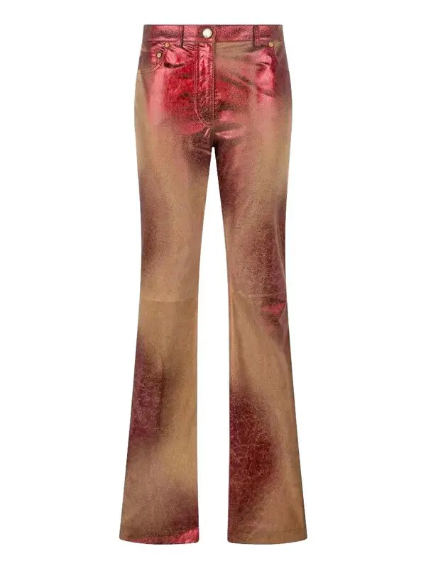 Roberto Cavalli Metallic-finish Leather Trousers - Red