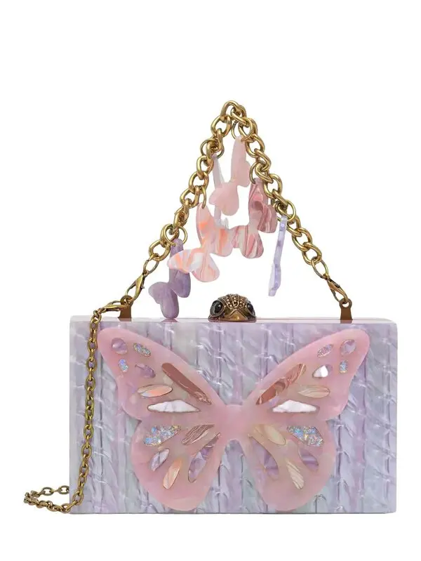 Kurt Geiger Butterfly-embellished Eagle-head Clutch - Purple