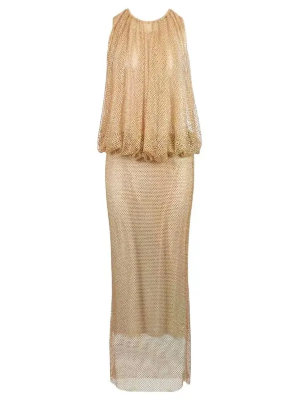 Sportmax Crystal-embellished Mesh Dress - Gold