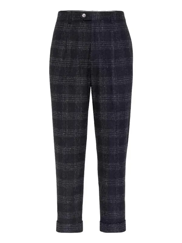 Brunello Cucinelli Plaid Tailored Trousers - Grey