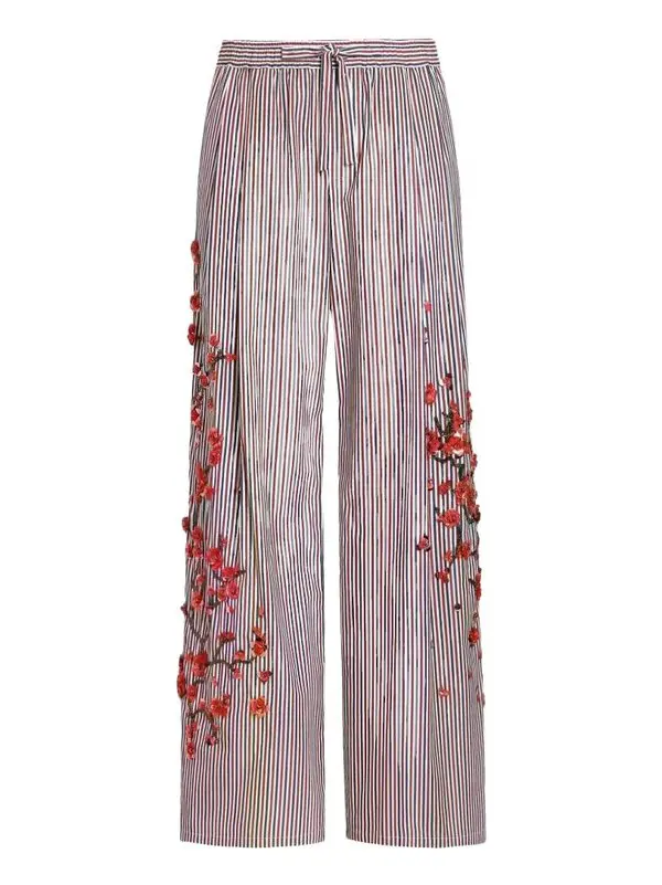 Dolce & Gabbana Cotton Vanity Trousers With Embroidery - White