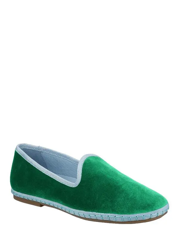 BIRDIES The Heron Velvet Loafers - Heron Kelly Green Velvet