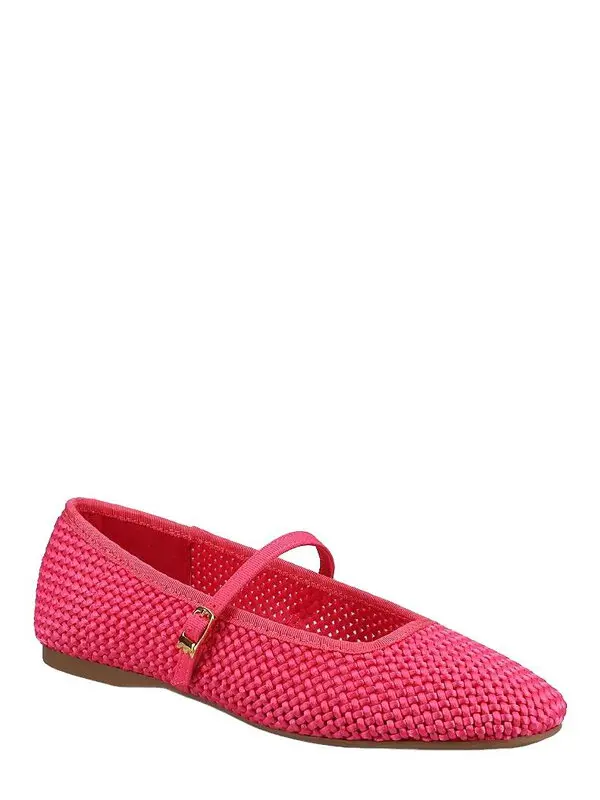 BIRDIES The Hummingbird Mary Jane Flat - Hot Pink Woven Satin