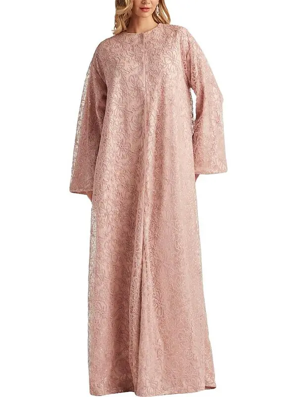 Tadashi Shoji Baynton Sequin Embroidered Caftan Gown - Blush