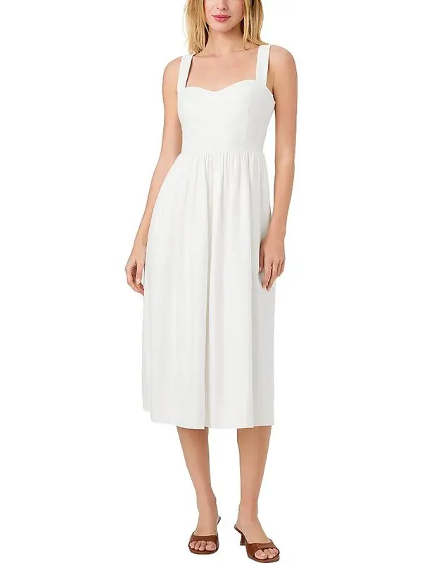 French Connection Aspen Linen Sweetheart Midi Dress - Summer White