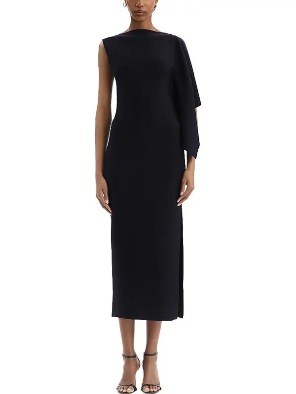 Oscar De La Renta Draped One Side Knit Dress - Navy