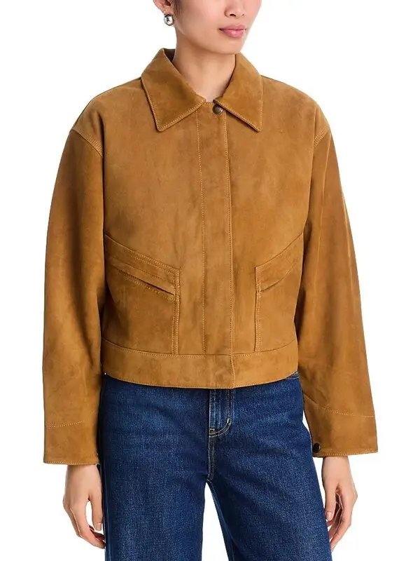 7 For All Mankind Leather Utility Jacket - Suede Cara