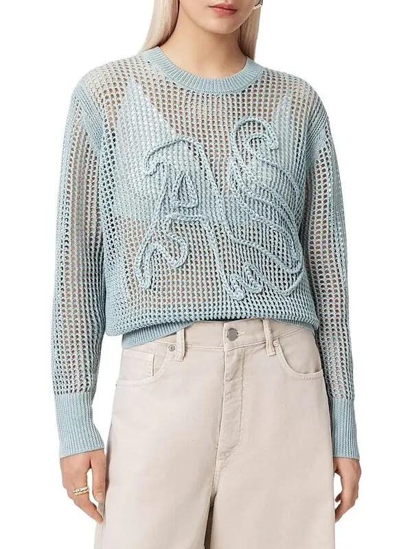 ALLSAINTS Raelyn Open Stitch Sweater - Quarry Blue