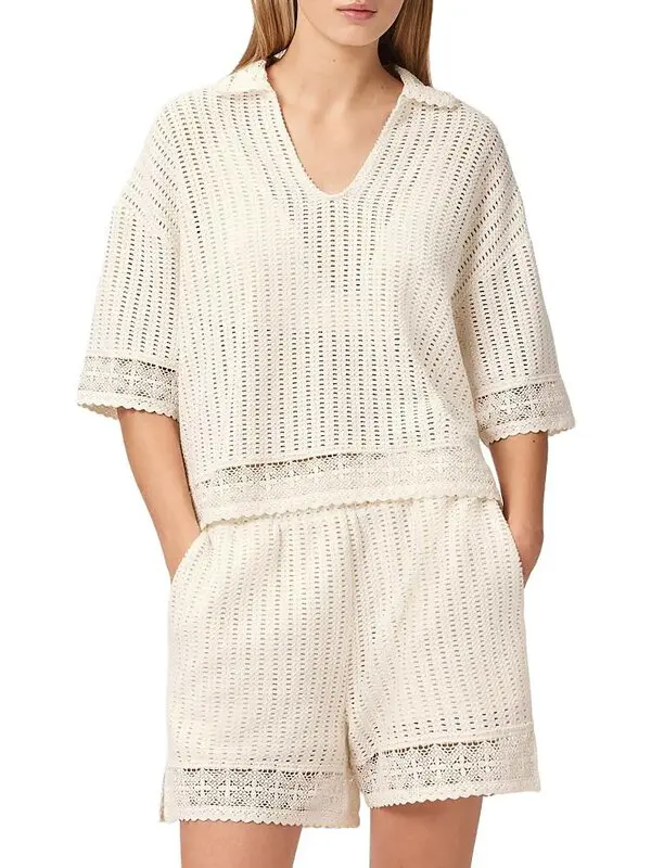 ALLSAINTS Elma Crochet Top - Mallow White