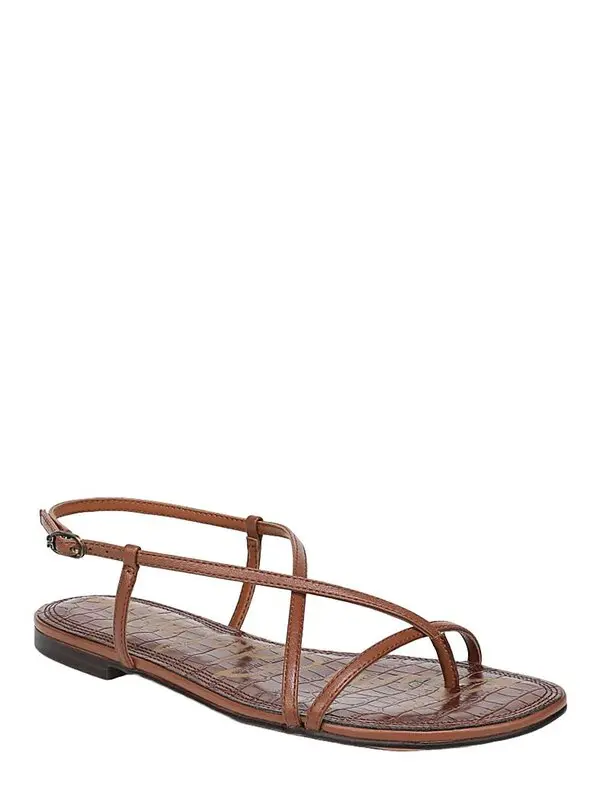 Sam Edelman Calla Flat Sandals With Strappy Design - Rich Cognac