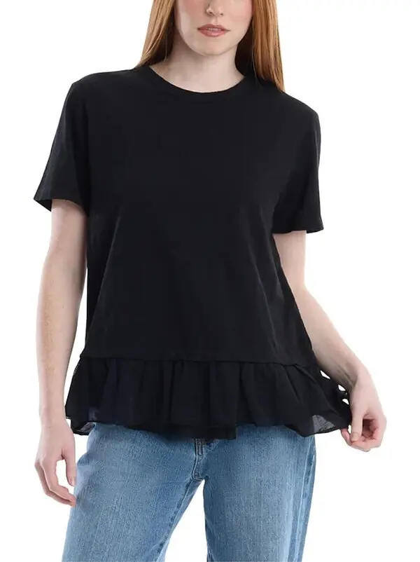 WILT CLOTHING Mixed Media Short Sleeve Tee - Black