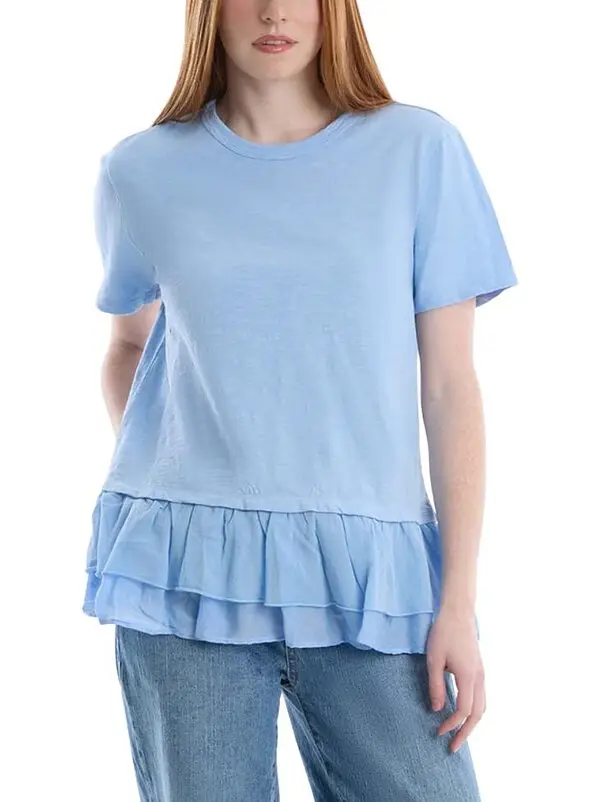WILT CLOTHING Mixed Media Short Sleeve Tee - Placid Blue