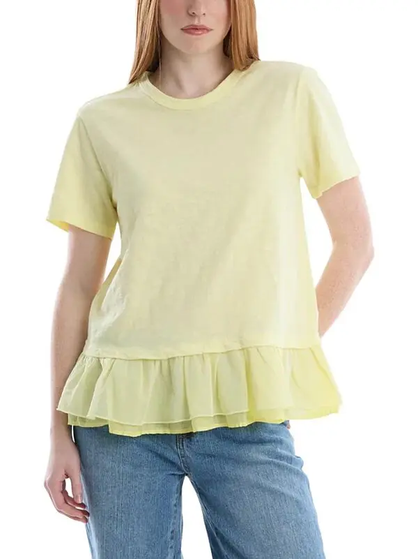 WILT CLOTHING Mixed Media Short Sleeve Tee - Wax Yellow