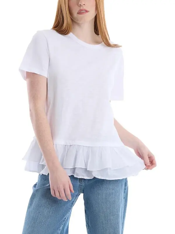 WILT CLOTHING Mixed Media Short Sleeve Tee - White