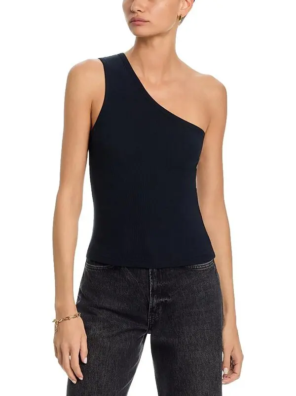 Rails One-shoulder Ribbed Top - Black Rib