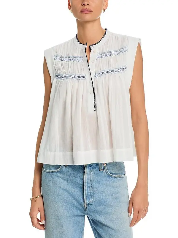 Rails Willow Top With Embroidered Detailing - White