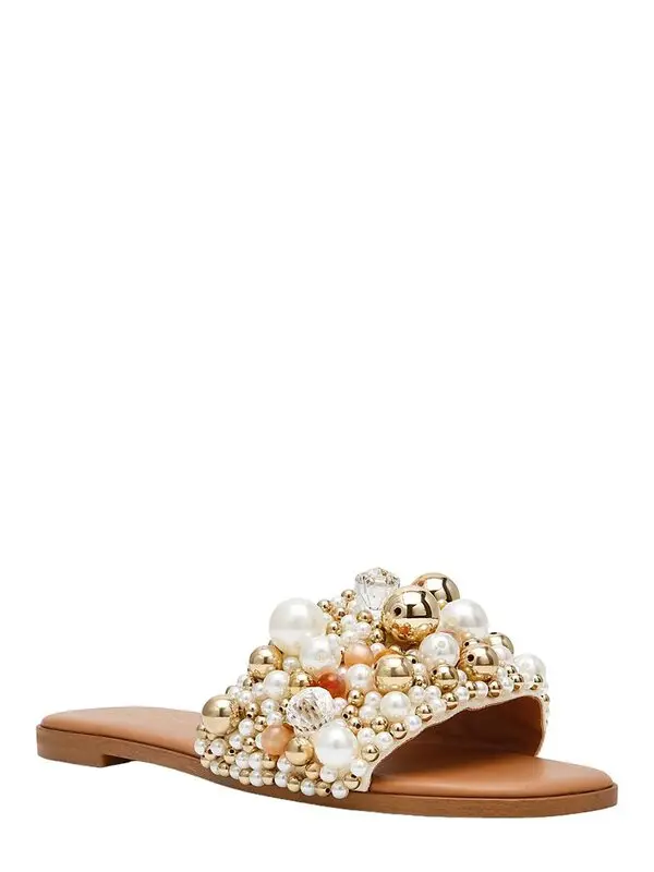 Steve Madden Klio Embellished Slides - Coral Multi