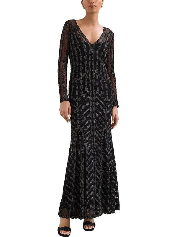 PHASE EIGHT Tapework Maxi Dress - Black