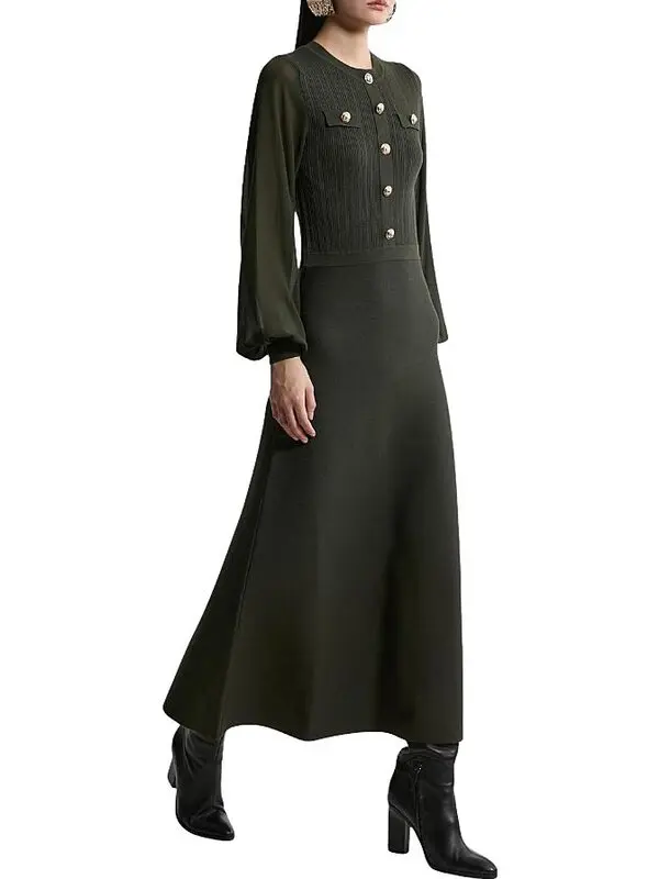 Karen Millen Military Trim Knit Dress - Olive