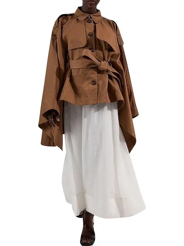 Karen Millen Cape Detail Trench Coat - Camel