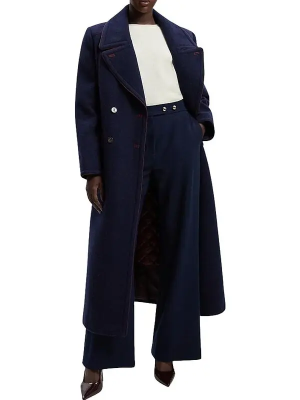 Karen Millen Tailored Padded Lined Midi Coat - Navy