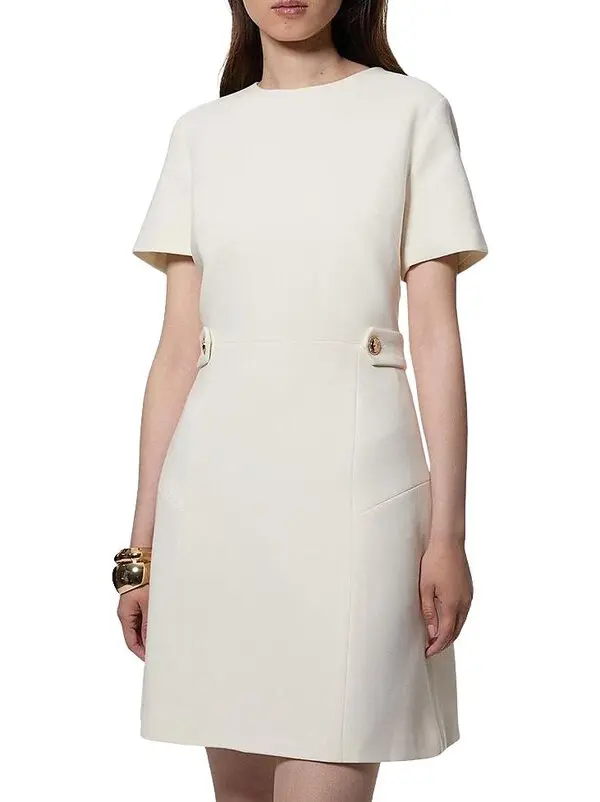 Karen Millen Tab Detail Tailored Mini Dress - Cream