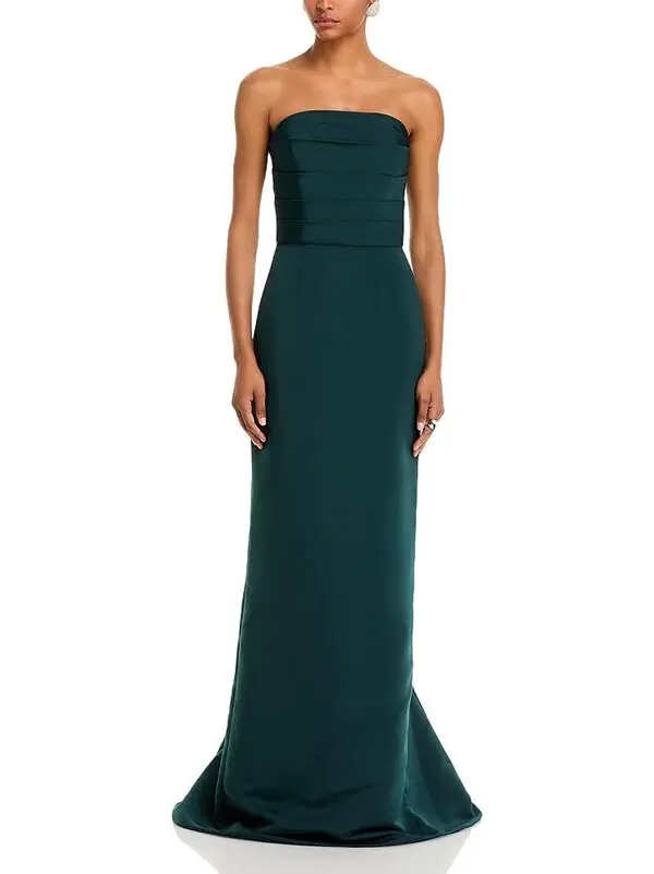 Amsale Sonia Strapless Gown - Hunter