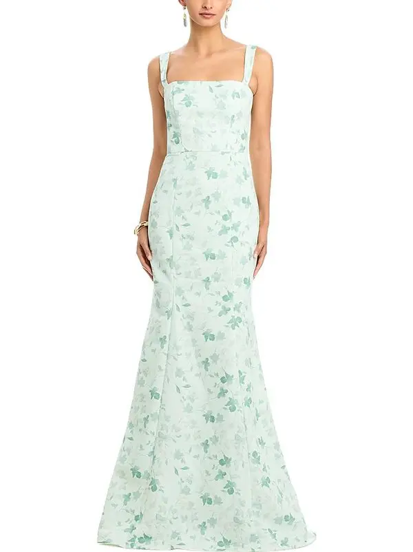Amsale Ida Printed Gown - Moss