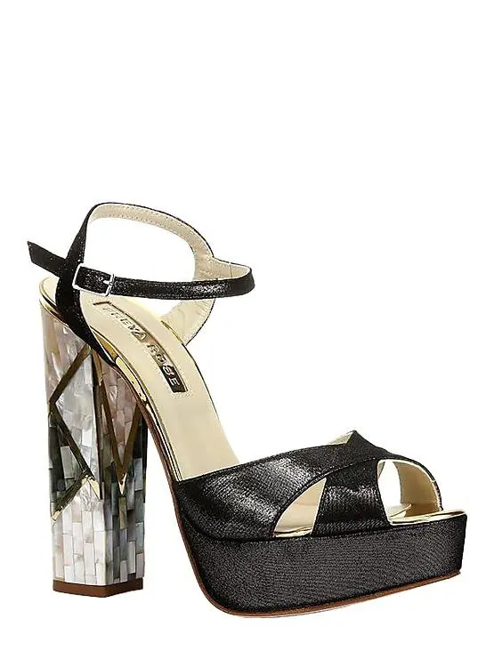 FREYA ROSE Cher Noir Ankle Strap Pearl Heel Sandal - Black