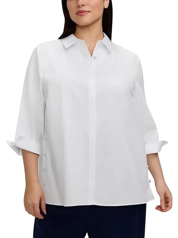 Foxcroft Beatrice Three Quarter Sleeve Tunic Shirt - White
