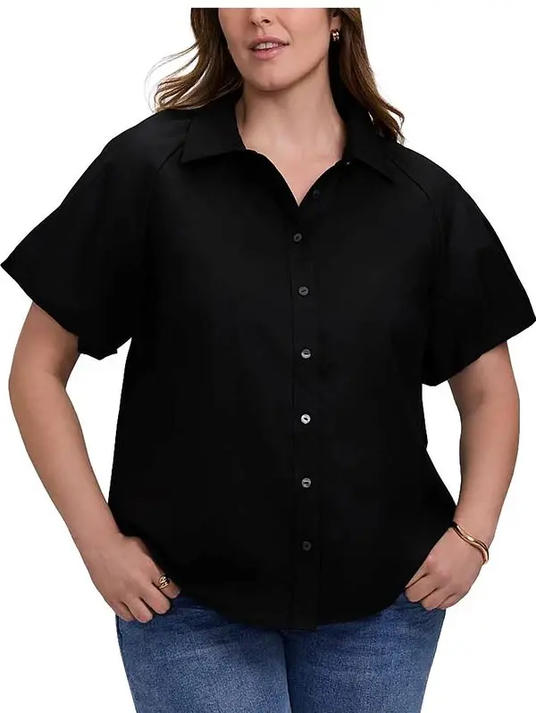 Foxcroft Paula Puff Sleeve Shirt - Black