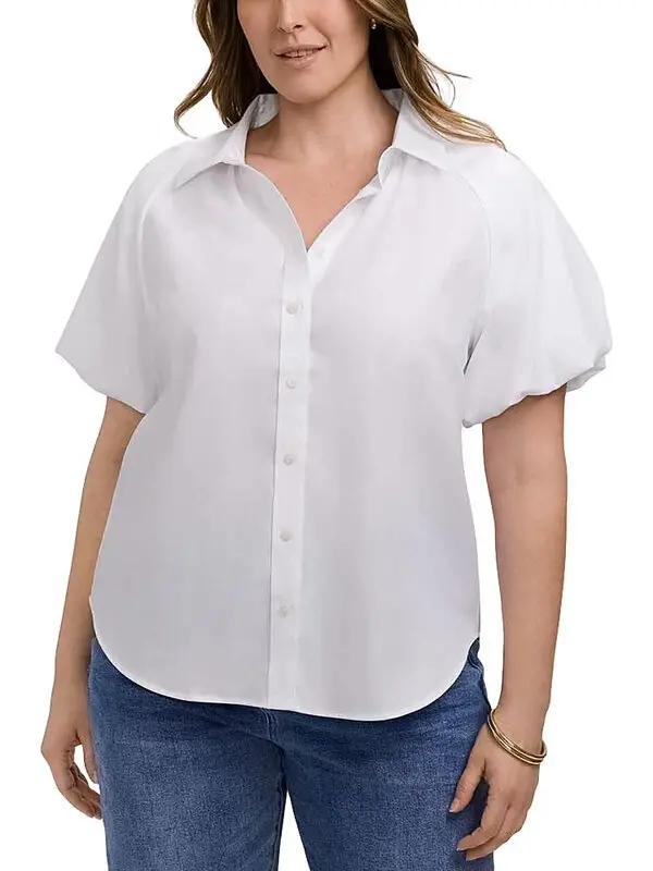 Foxcroft Paula Puff Sleeve Shirt - White