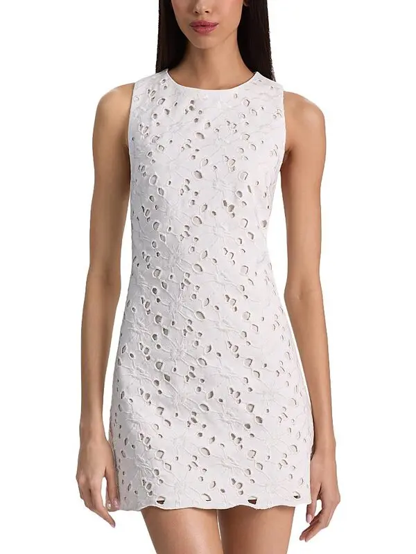 Alice + Olivia Clyde Eyelet Shift Dress - Off White