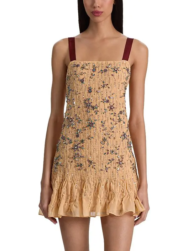 Alice + Olivia Linnea Embellished Dress - Light Peach